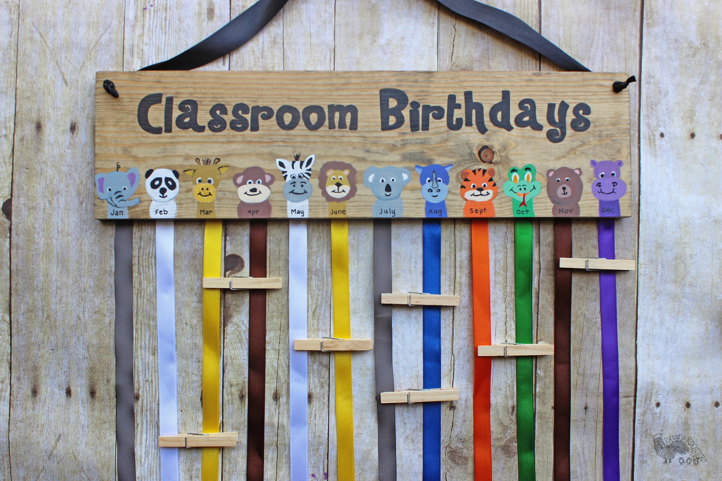 Birthday Calendar Birthday Chart Zoo Animals Classroom | Etsy