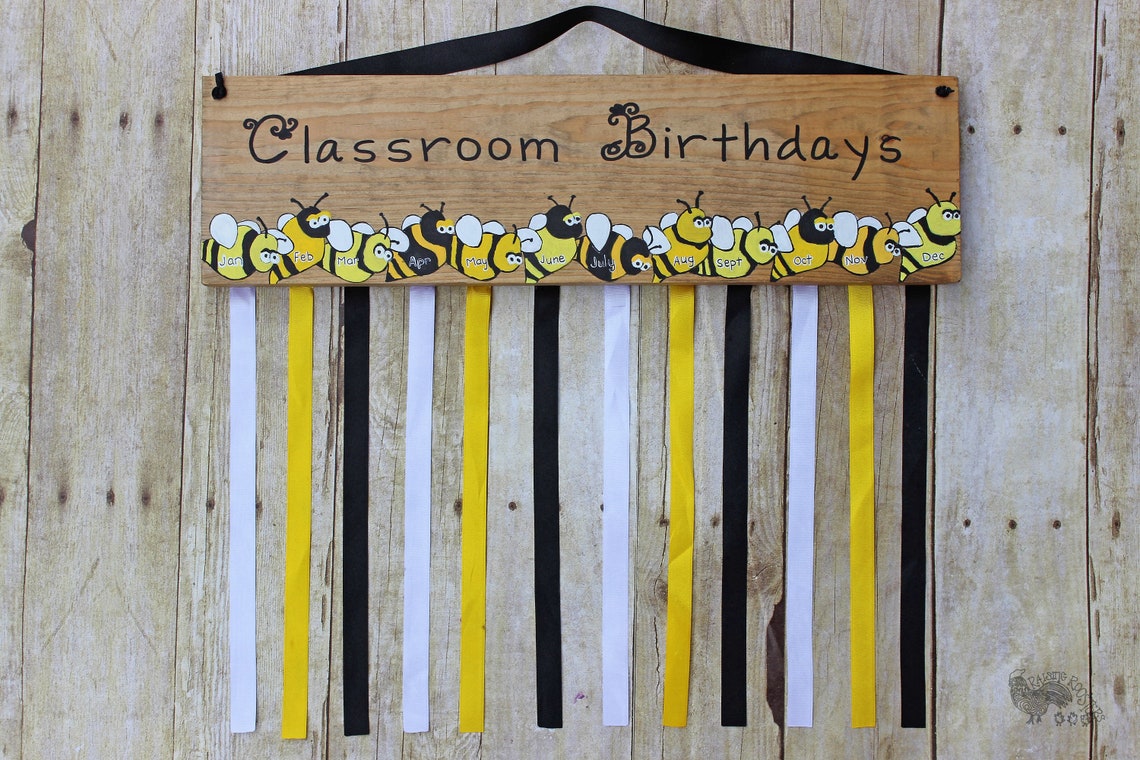 Birthday Calendar Birthday Chart Bees Classroom Decor | Etsy
