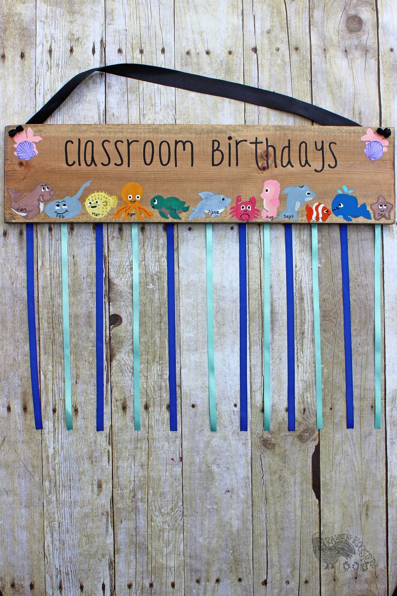 Birthday Calendar Birthday Chart Sea Animals Classroom - Etsy