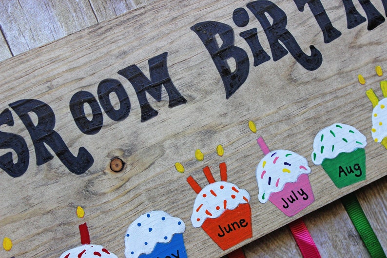 Handmade Classroom Birthday Chart: Colorful Cupcake Decor - Etsy