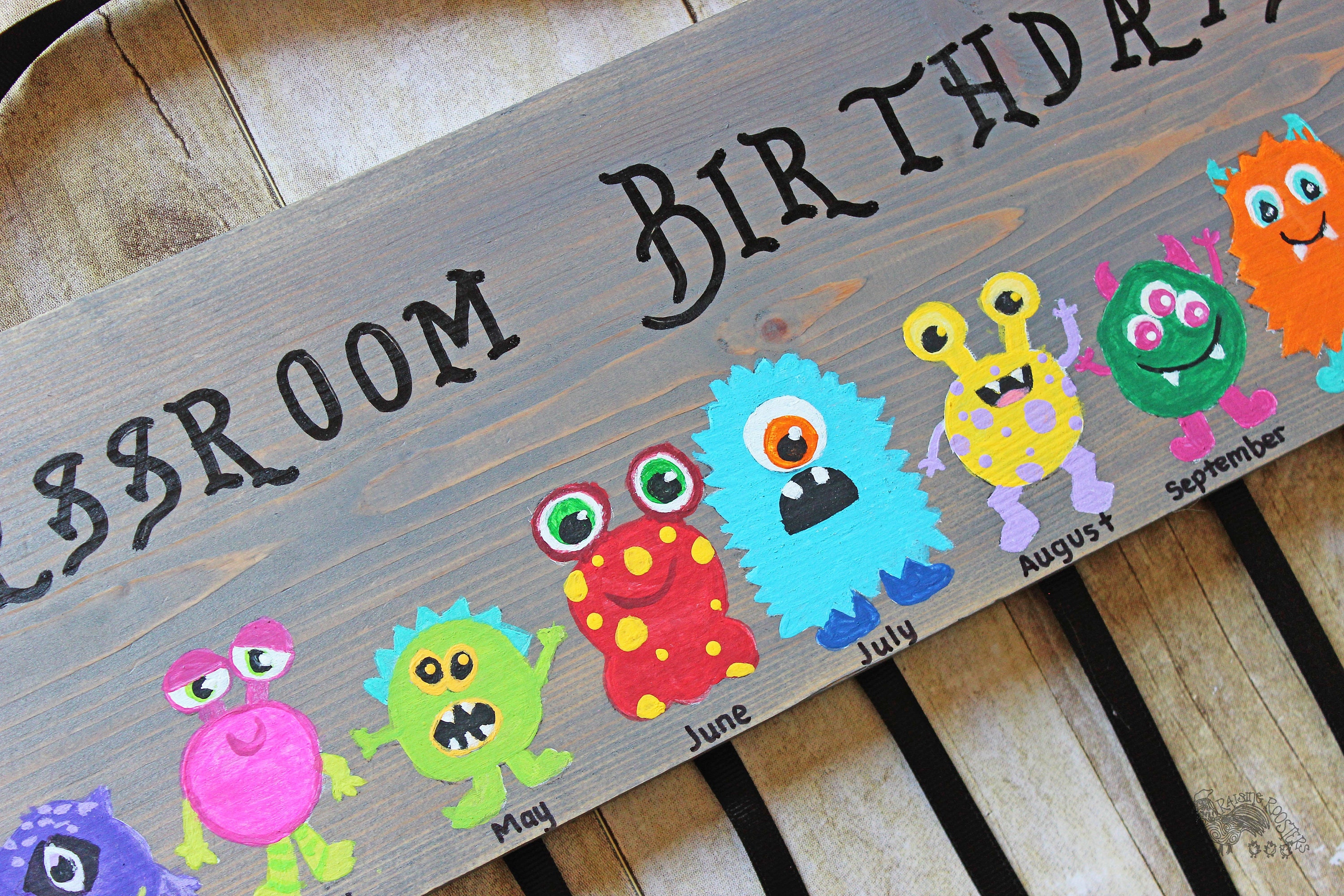 Birthday Calendar Birthday Chart Monsters Classroom Decor - Etsy