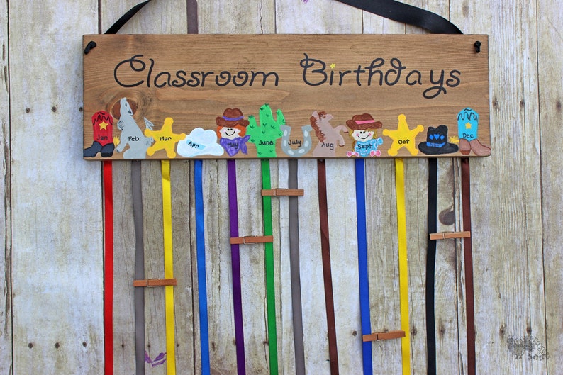 Birthday Calendar Birthday Chart Western Classroom Decor - Etsy