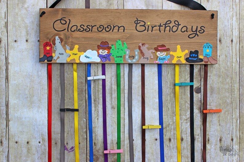 Birthday Calendar Birthday Chart Western Classroom Decor - Etsy