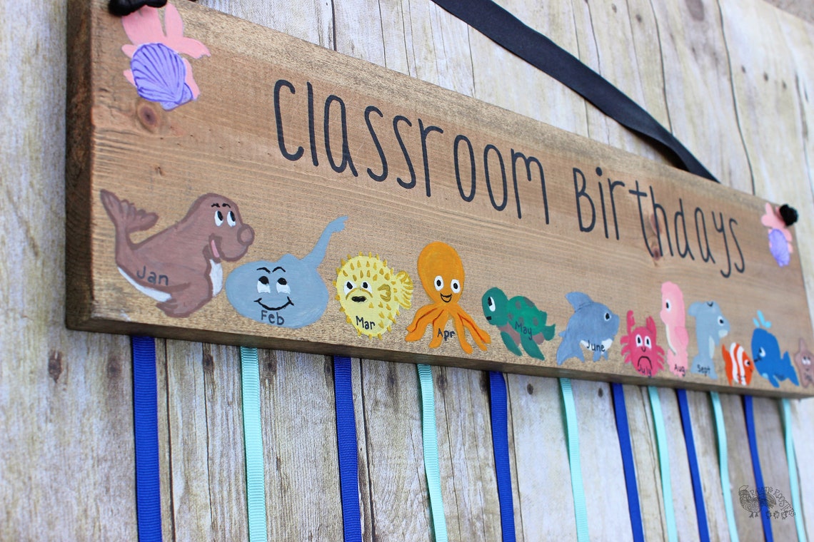 Birthday Calendar- Birthday Chart Sea Animals- Classroom Decor- Teacher ...