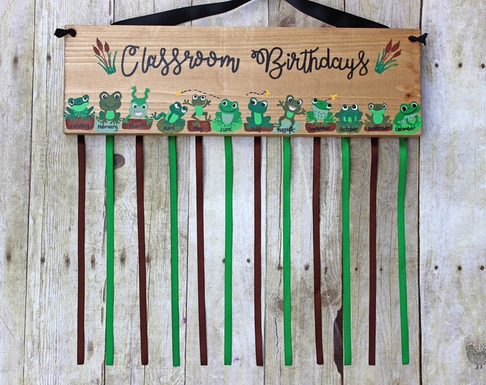 Classroom Birthday Calendar- Birthday Chart- Teacher Gift- Frog Themed ...