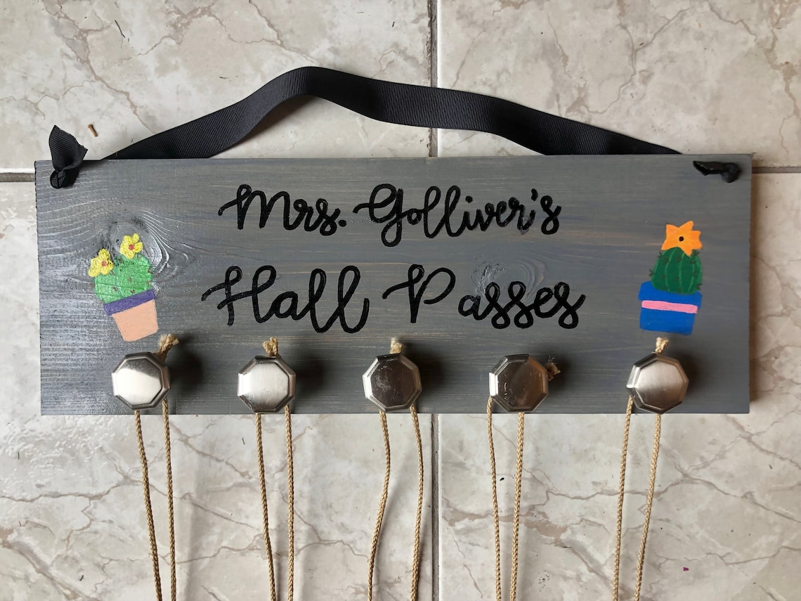 Hall Pass Sign for Classrooms Teacher Gift Rustic Hall Pass | Etsy