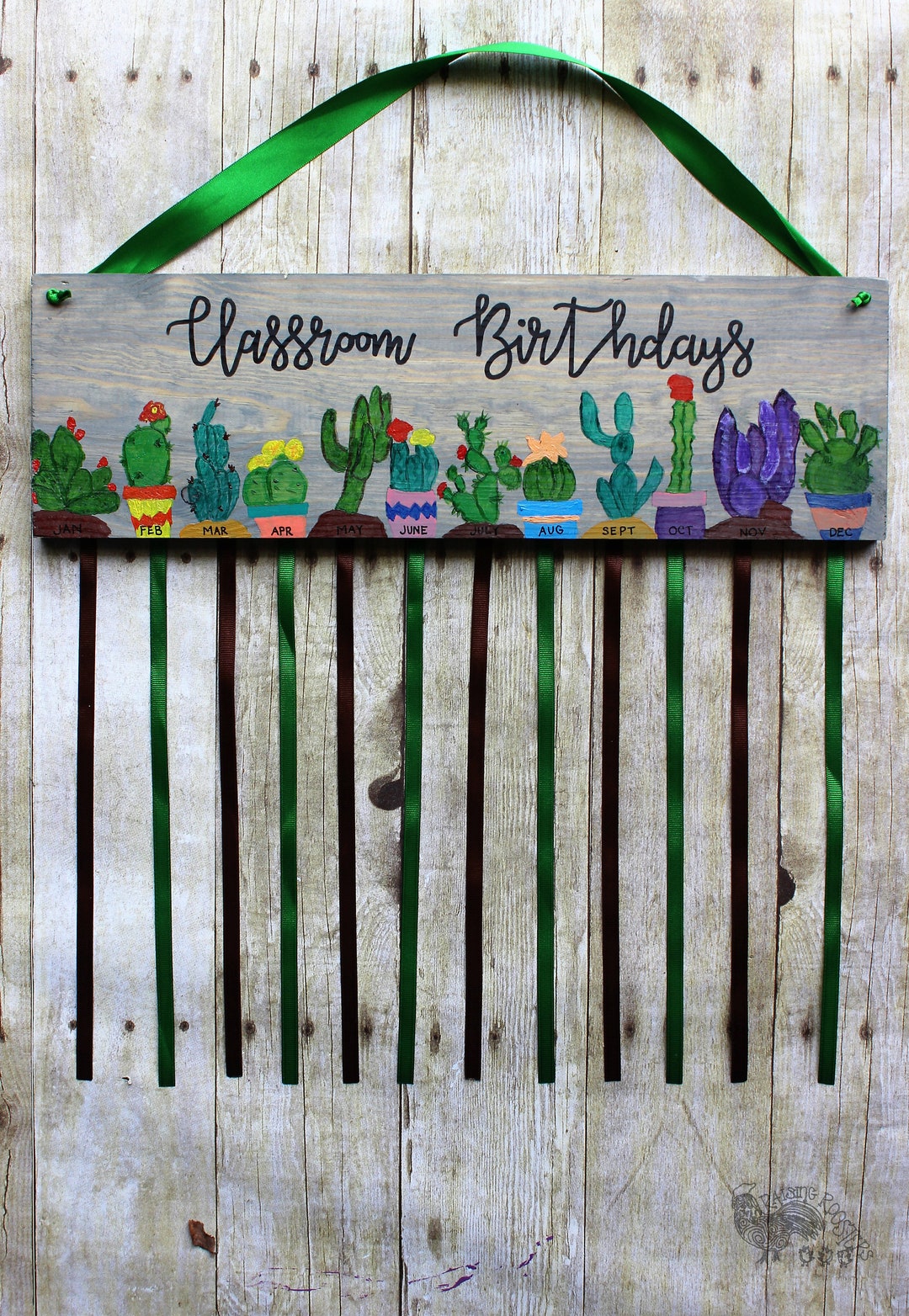 Birthday Calendar- Birthday Chart Cactus- Classroom Decor- Teacher Gift ...