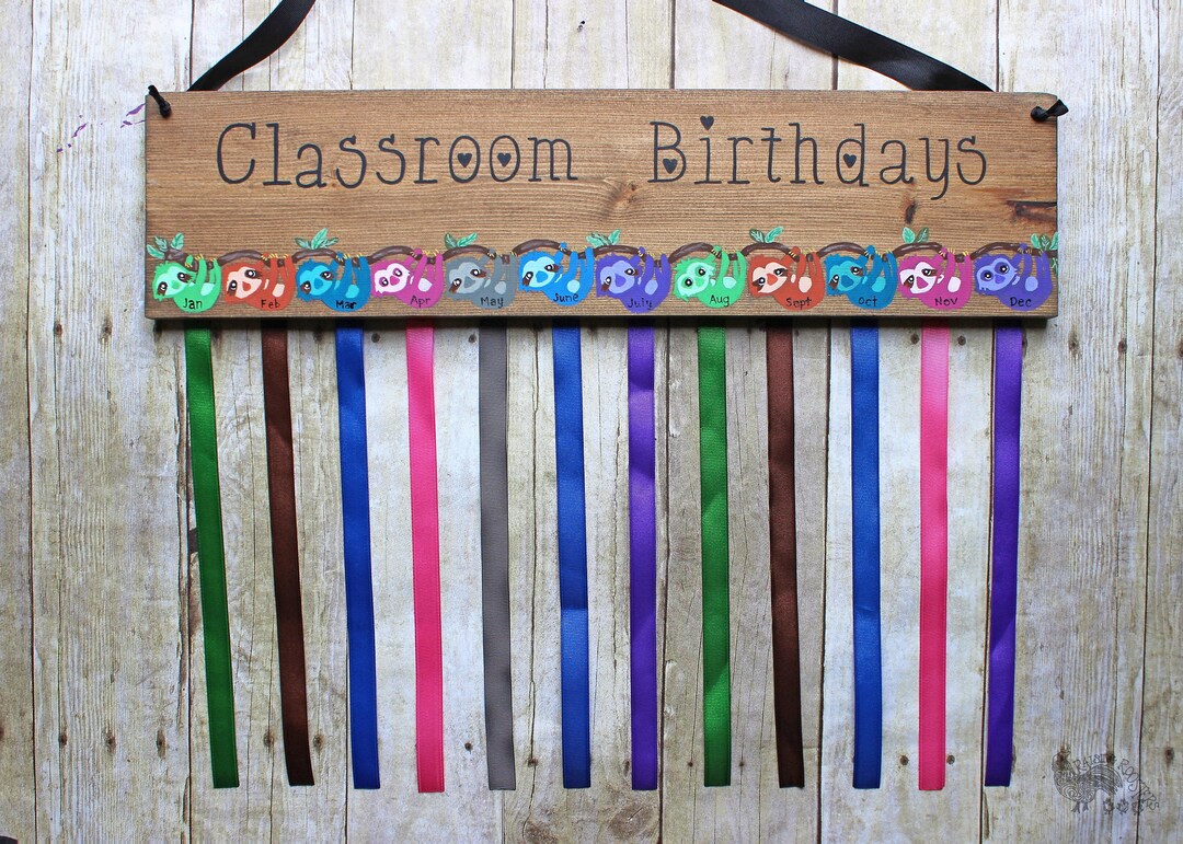 Classroom Birthday Calendar- Birthday Chart- Teacher Gift- Sloth Sign ...
