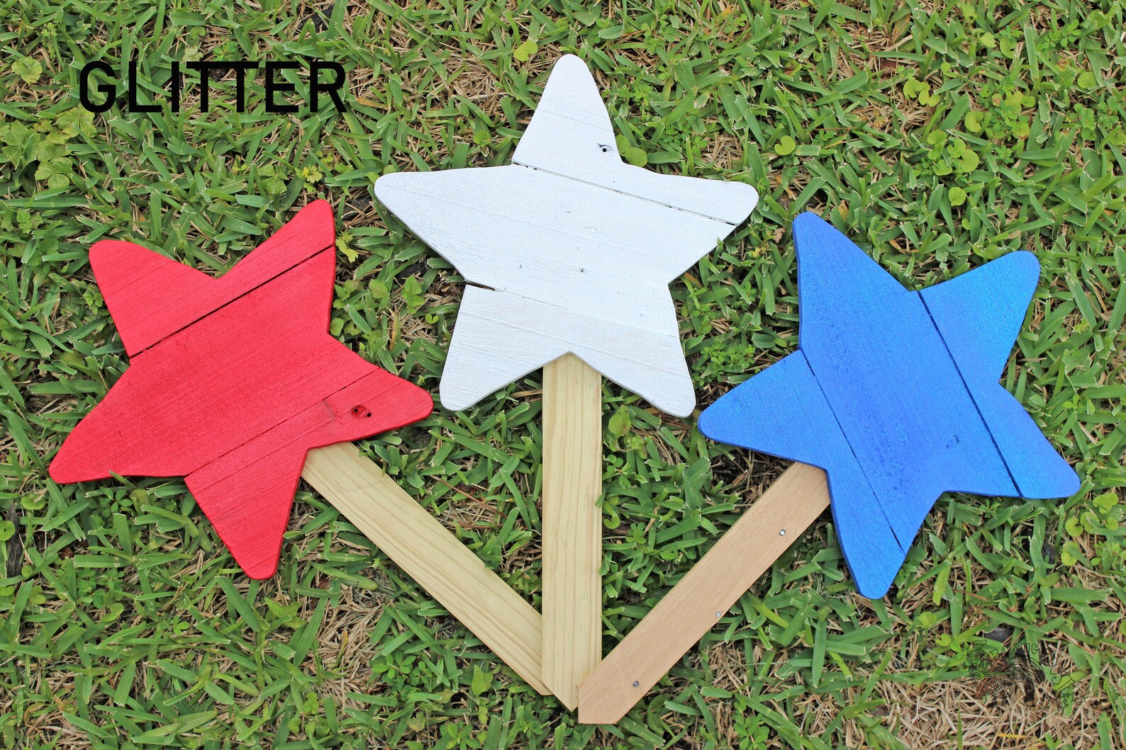 Wood Star Yard Stakes Rustic Stars Fourth of July Yard | Etsy