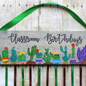 Birthday Calendar- Birthday Chart Cactus- Classroom Decor- Teacher Gift ...