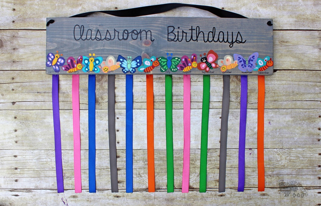 Birthday Calendar- Birthday Chart Butterflies- Classroom Decor- Teacher ...