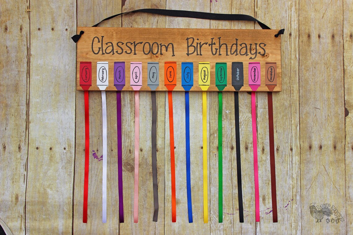 Crayon Classroom Birthday Calendar Birthday Chart Teacher - Etsy