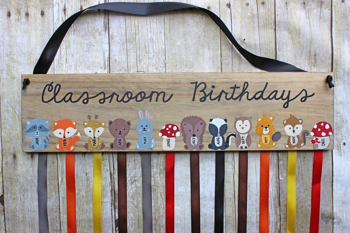 Birthday Calendar Birthday Chart Woodland Animals Classroom | Etsy