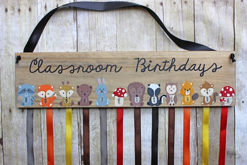 Birthday Calendar Birthday Chart Woodland Animals Classroom | Etsy