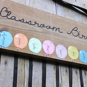 Birthday Calendar- Birthday Chart Balloons- Classroom Decor- Teacher ...