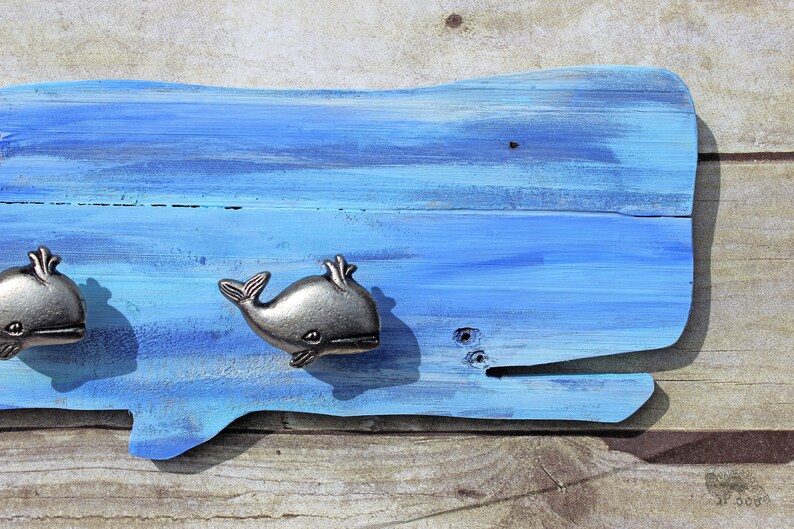 Wood Whale Sign Whale Towel Holder Distressed Nautical | Etsy