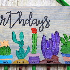 Birthday Calendar- Birthday Chart Cactus- Classroom Decor- Teacher Gift ...