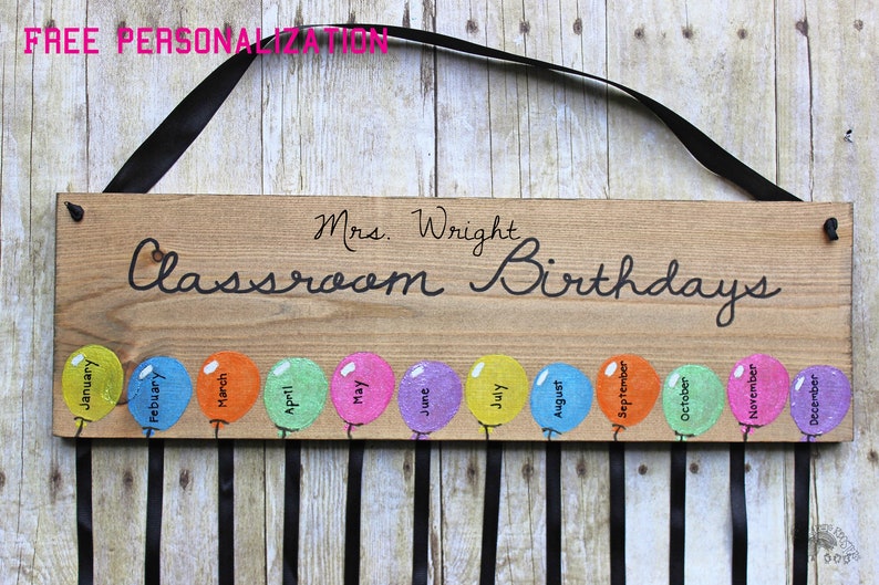 Birthday Calendar- Birthday Chart Balloons- Classroom Decor- Teacher ...