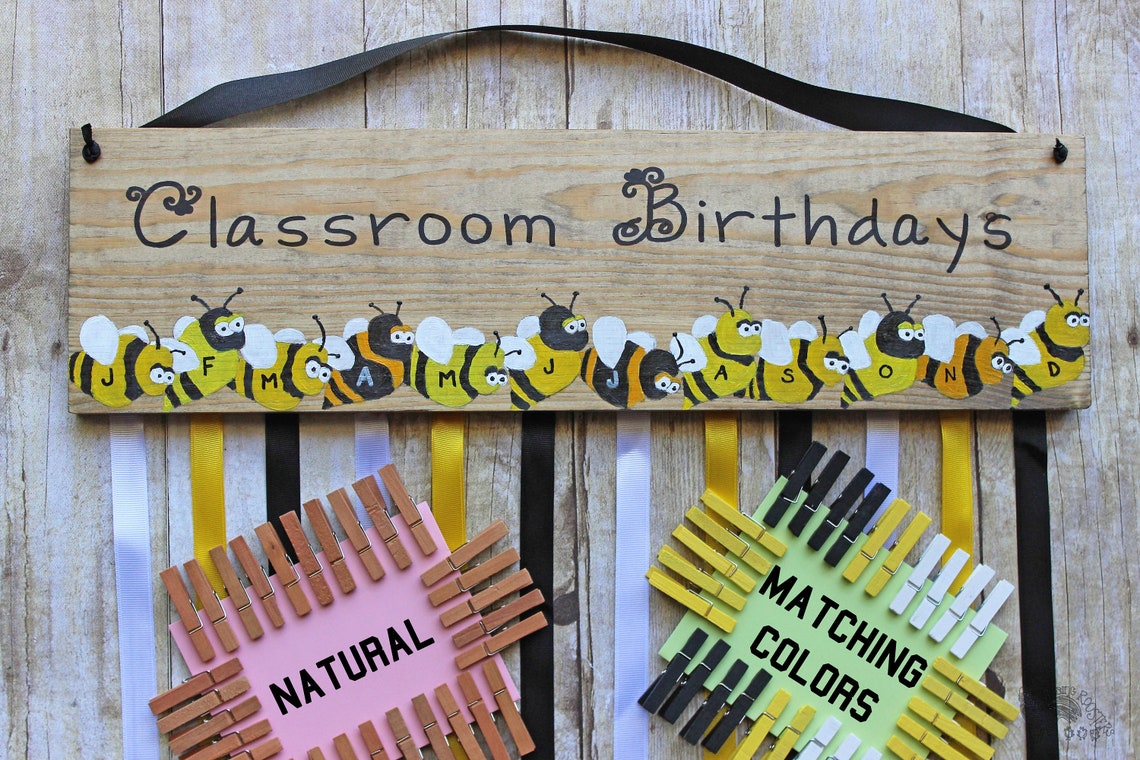 Birthday Calendar Birthday Chart Bees Classroom Decor | Etsy