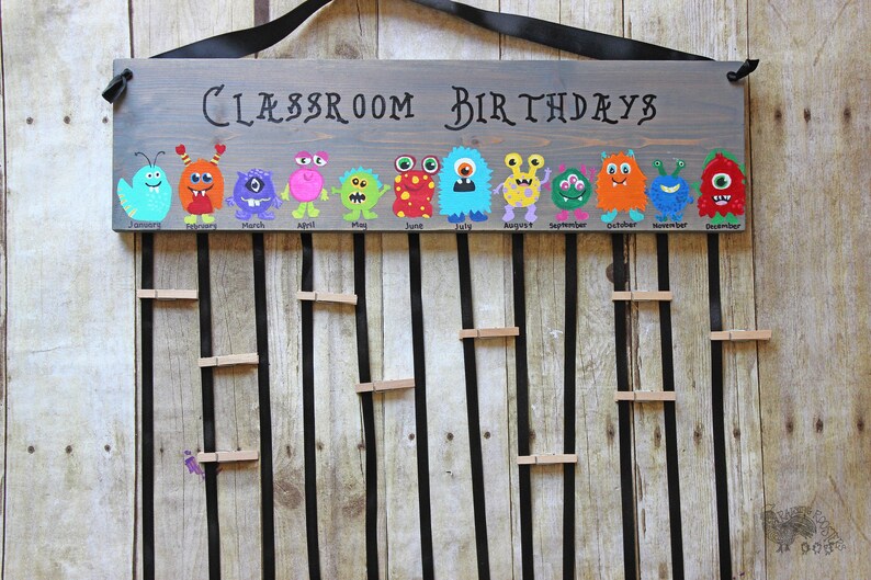 Birthday Calendar Birthday Chart Monsters Classroom Decor - Etsy