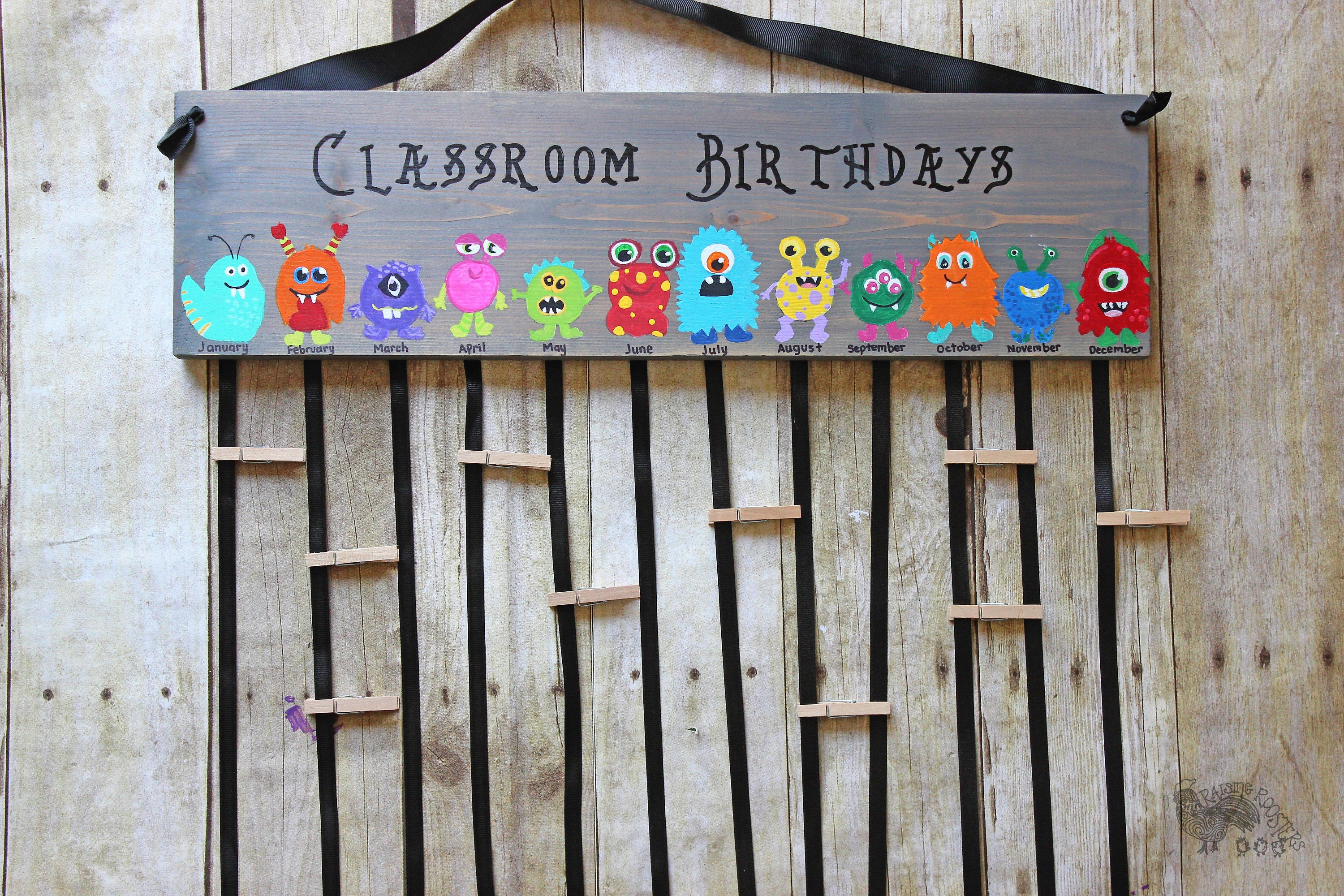 Birthday Calendar Birthday Chart Monsters Classroom Decor - Etsy