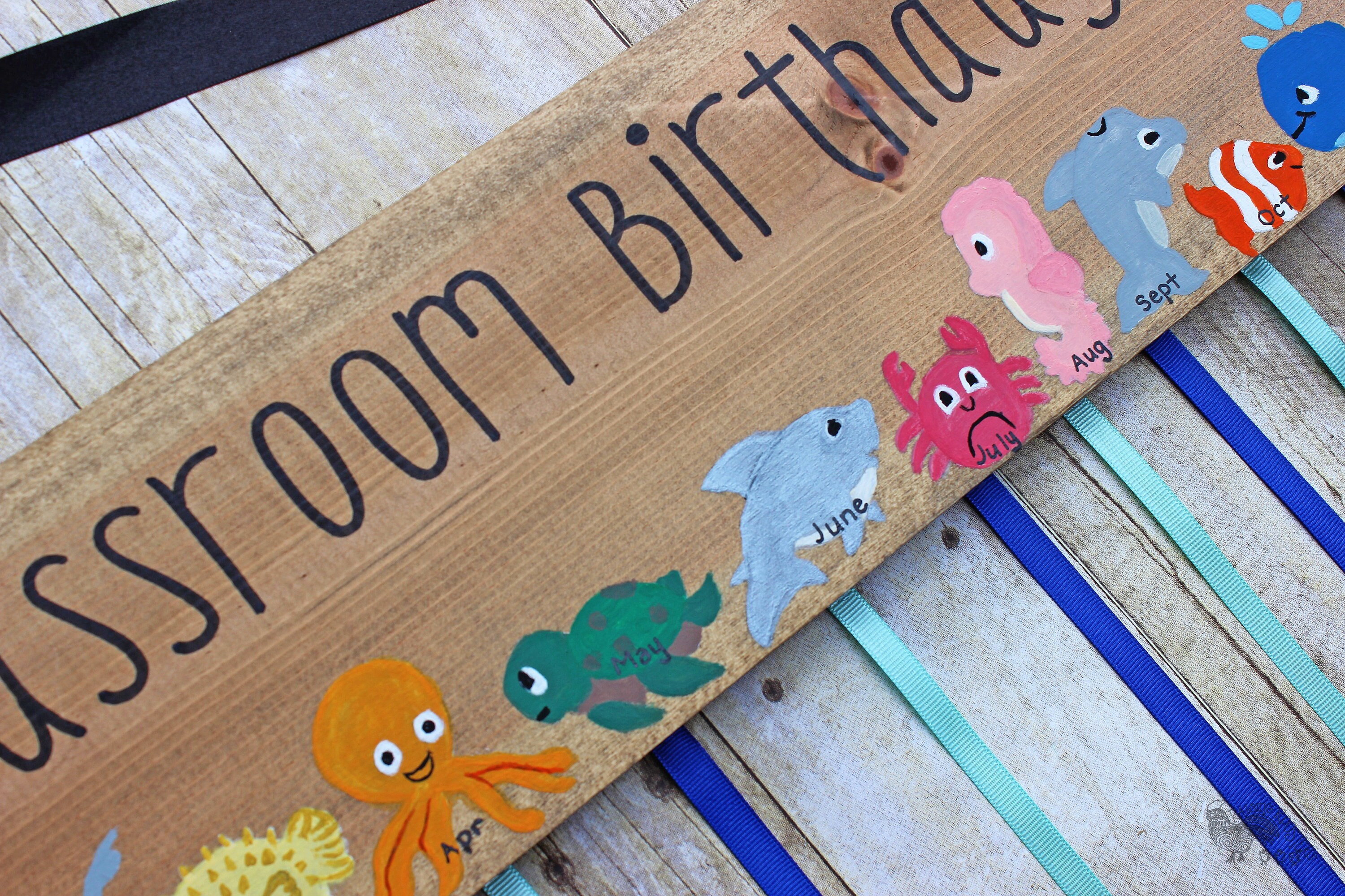 Birthday Calendar Birthday Chart Sea Animals Classroom - Etsy