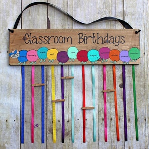 Classroom Birthday Calendar- Caterpillar Birthday Chart- Teacher Gift ...