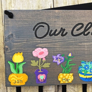 Classroom Birthday Calendar- Birthday Chart- Teacher Gift- Flower Theme ...