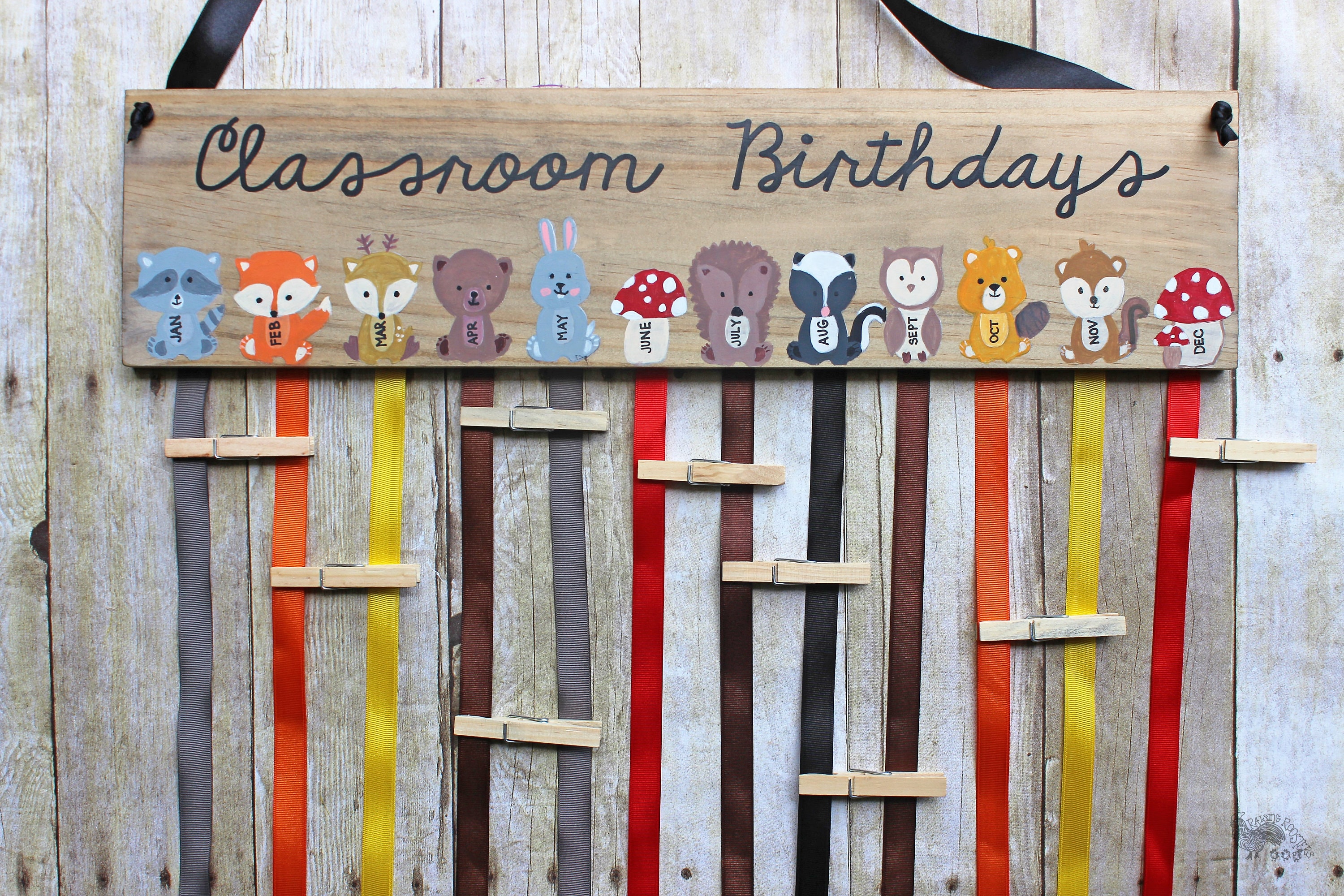 Birthday Calendar Birthday Chart Woodland Animals Classroom | Etsy