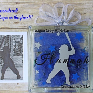 Personalized Softball Glass Light- Sports Night Light- Softball Light ...