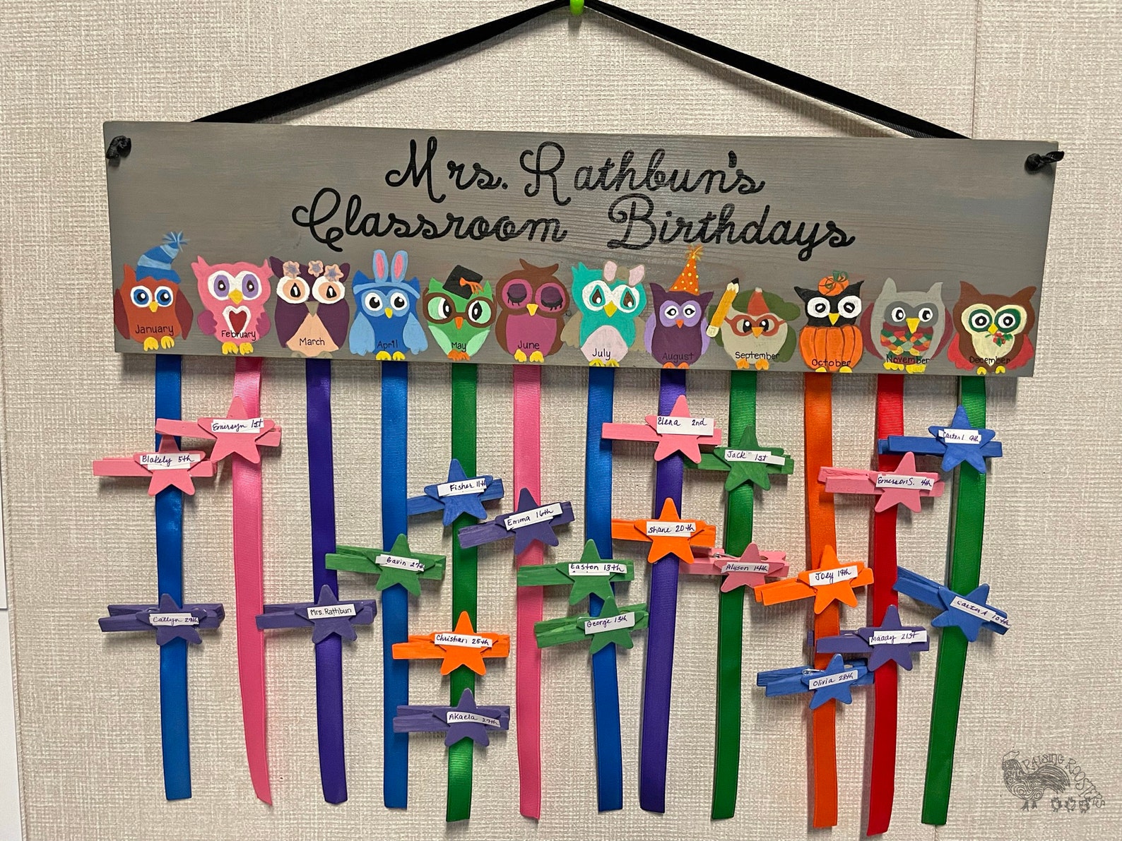 Birthday Calendar Birthday Chart Owls Classroom Decor Teacher Gift ...