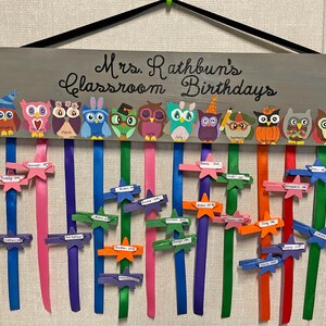 Birthday Calendar- Birthday Chart Owls- Classroom Decor- Teacher Gift ...