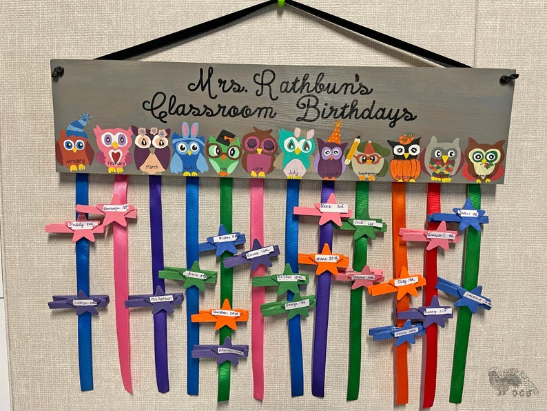 Birthday Calendar Birthday Chart Owls Classroom Decor - Etsy