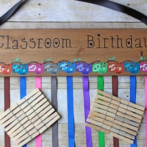 Classroom Birthday Calendar- Birthday Chart- Teacher Gift- Sloth Sign ...