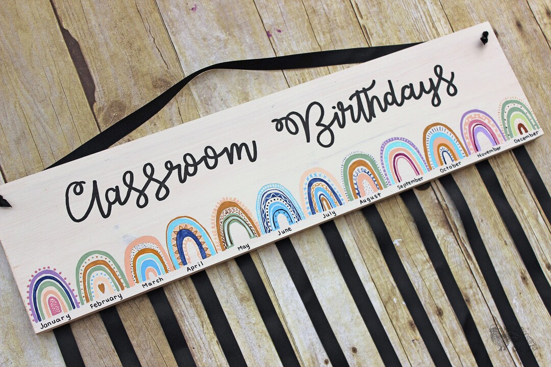 Boho Calendar- Boho Classroom Calendar- Rainbow Birthday Chart - Etsy