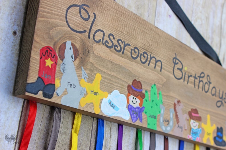 Birthday Calendar Birthday Chart Western Classroom Decor - Etsy