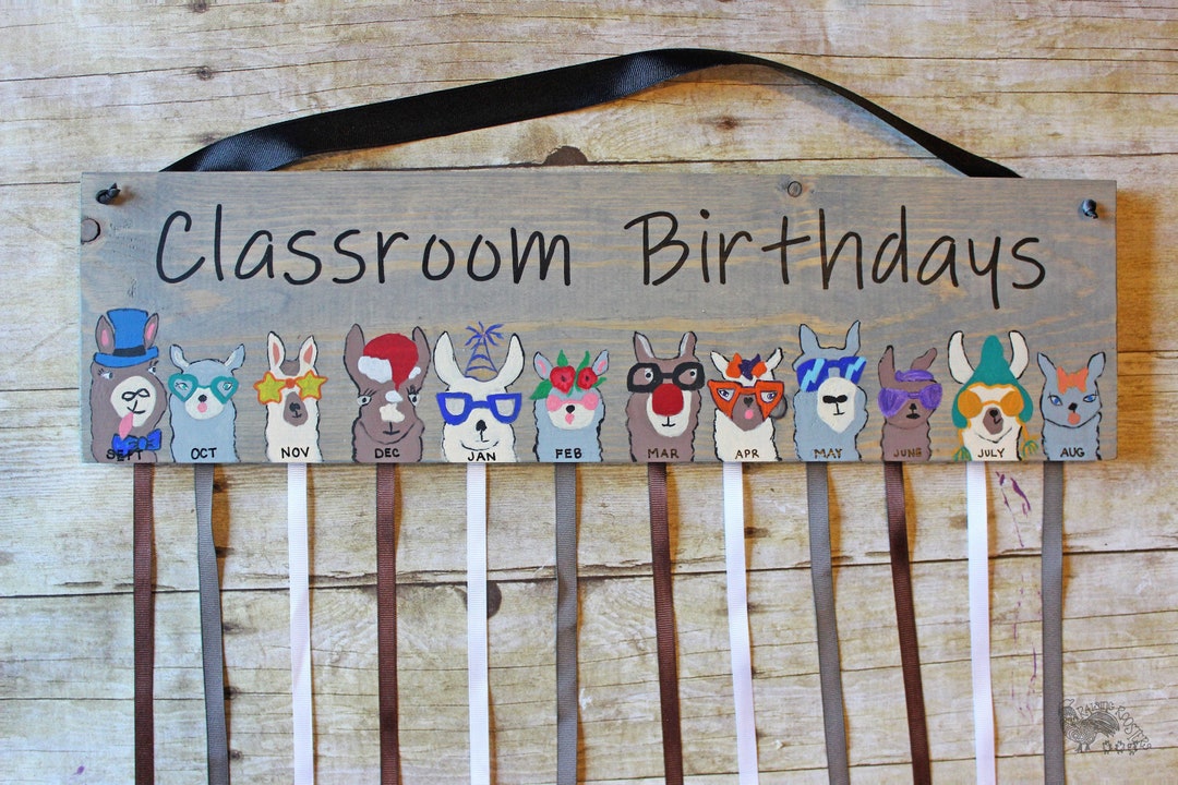 Classroom Birthday Calendar- Birthday Chart- Teacher Gift- Llama Sign ...