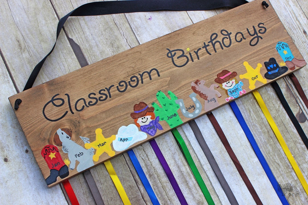 Birthday Calendar- Birthday Chart Western- Classroom Decor- Teacher ...