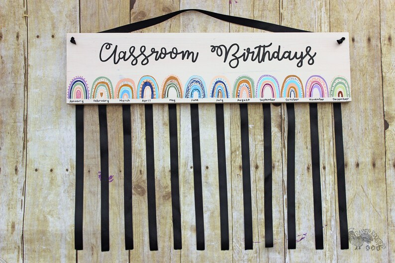 Boho Calendar Boho Classroom Calendar Rainbow Birthday Chart - Etsy