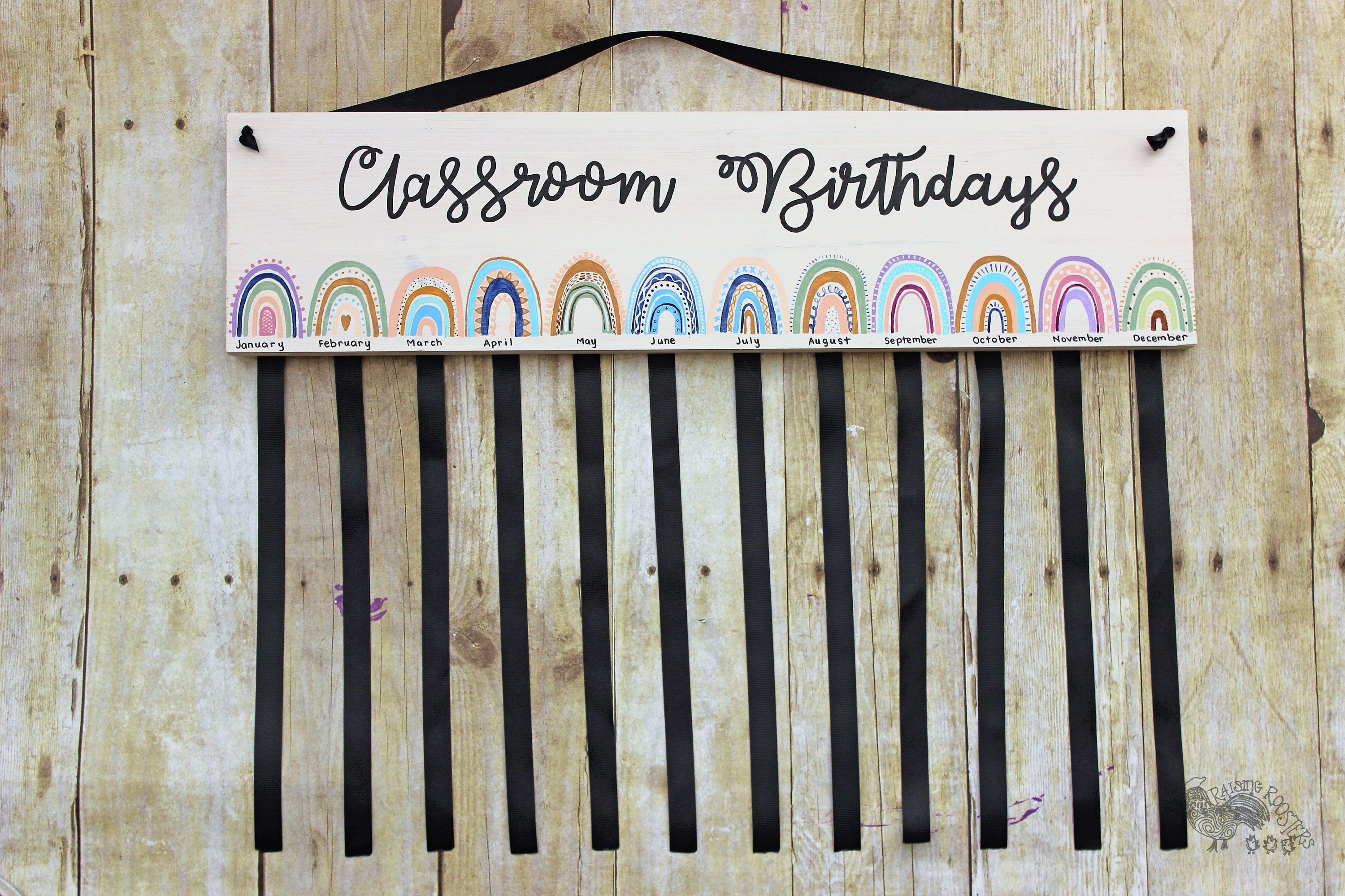 Boho Calendar Boho Classroom Calendar Rainbow Birthday Chart - Etsy
