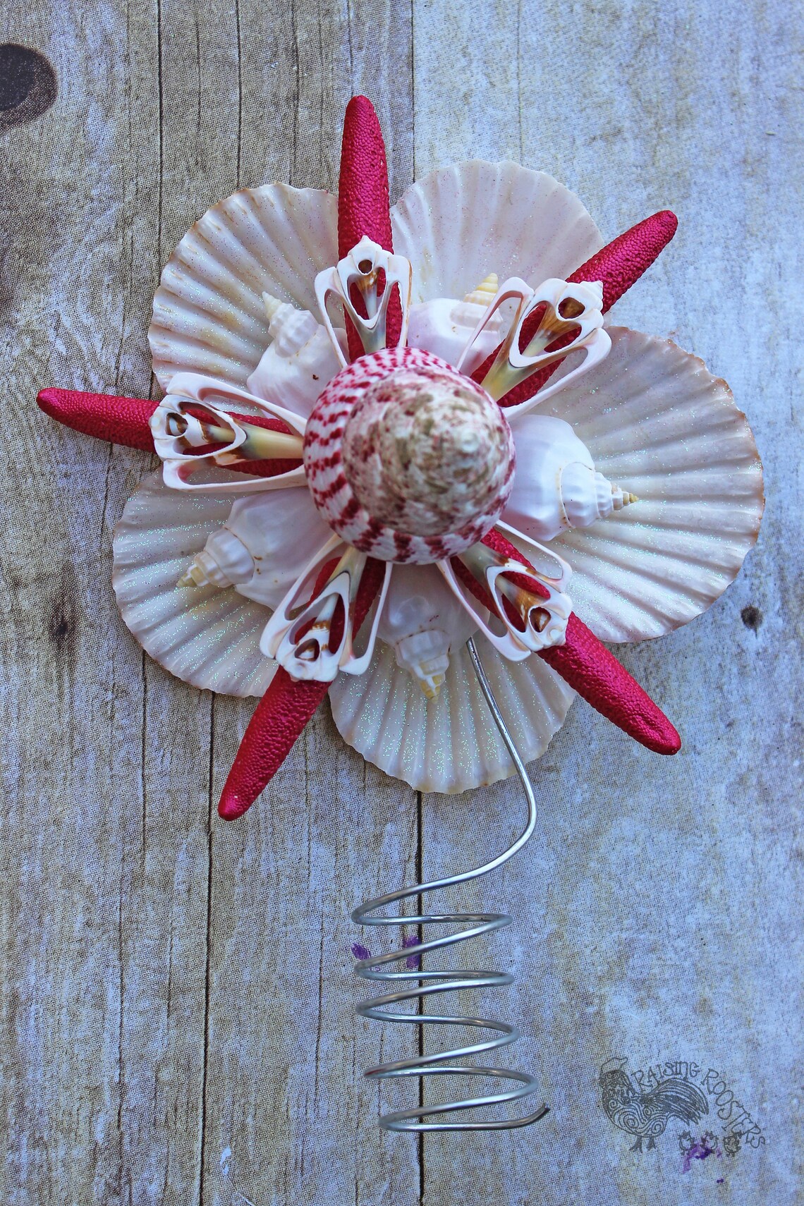 Sea Shell Tree Topper Christmas Tree Topper Red Tree Topper | Etsy