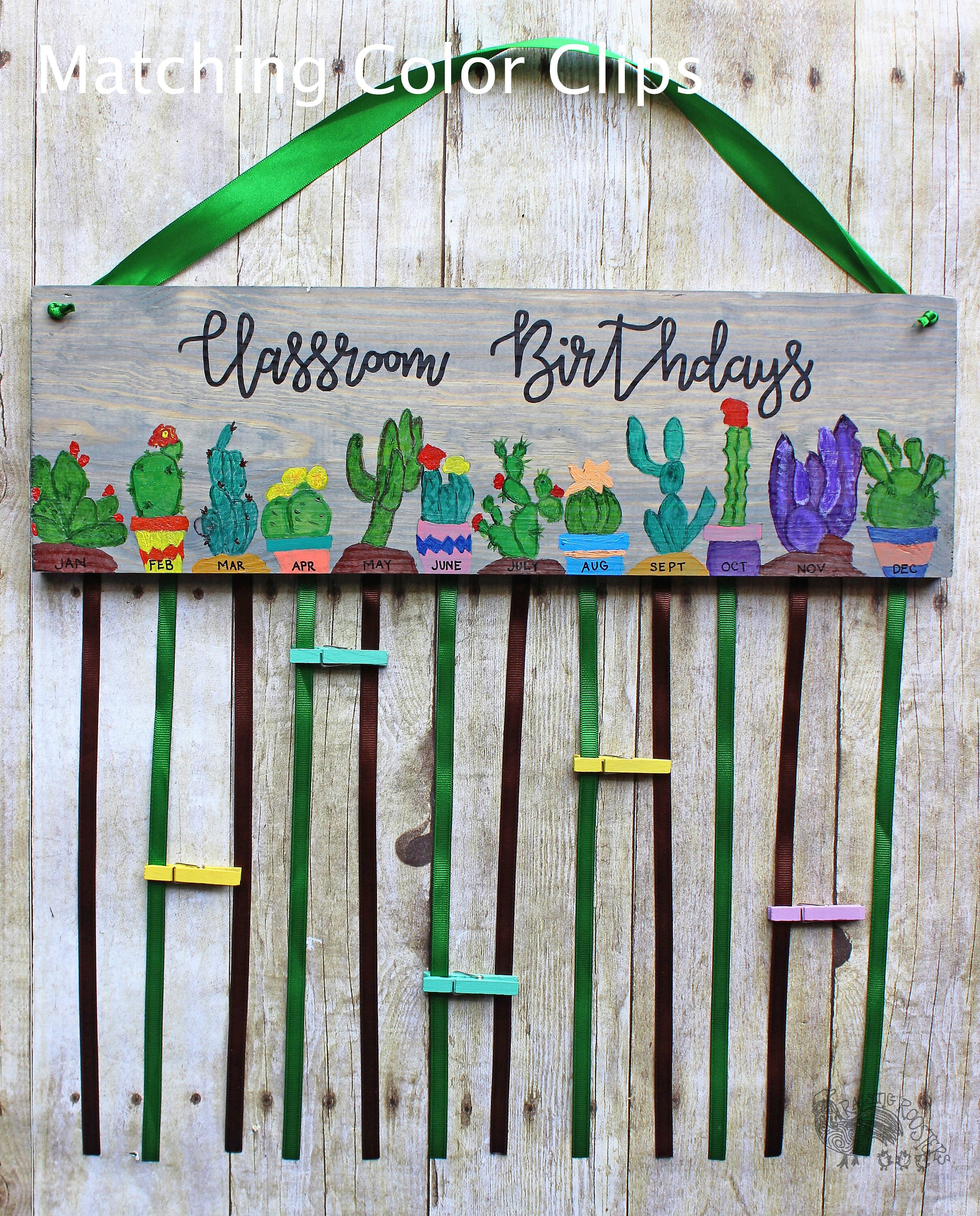 Birthday Calendar- Birthday Chart Cactus- Classroom Decor- Teacher Gift ...