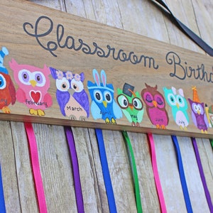 Birthday Calendar- Birthday Chart Owls- Classroom Decor- Teacher Gift ...