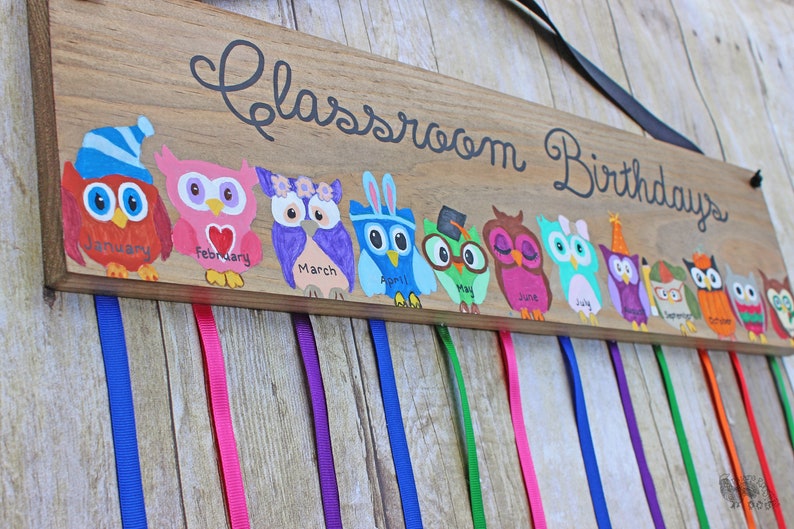 Birthday Calendar- Birthday Chart Owls- Classroom Decor- Teacher Gift ...