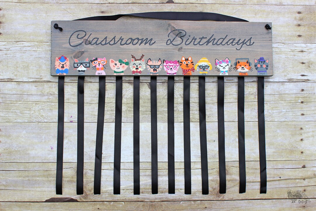 Cat Classroom Birthday Calendar: Teacher Appreciation Gift - Etsy