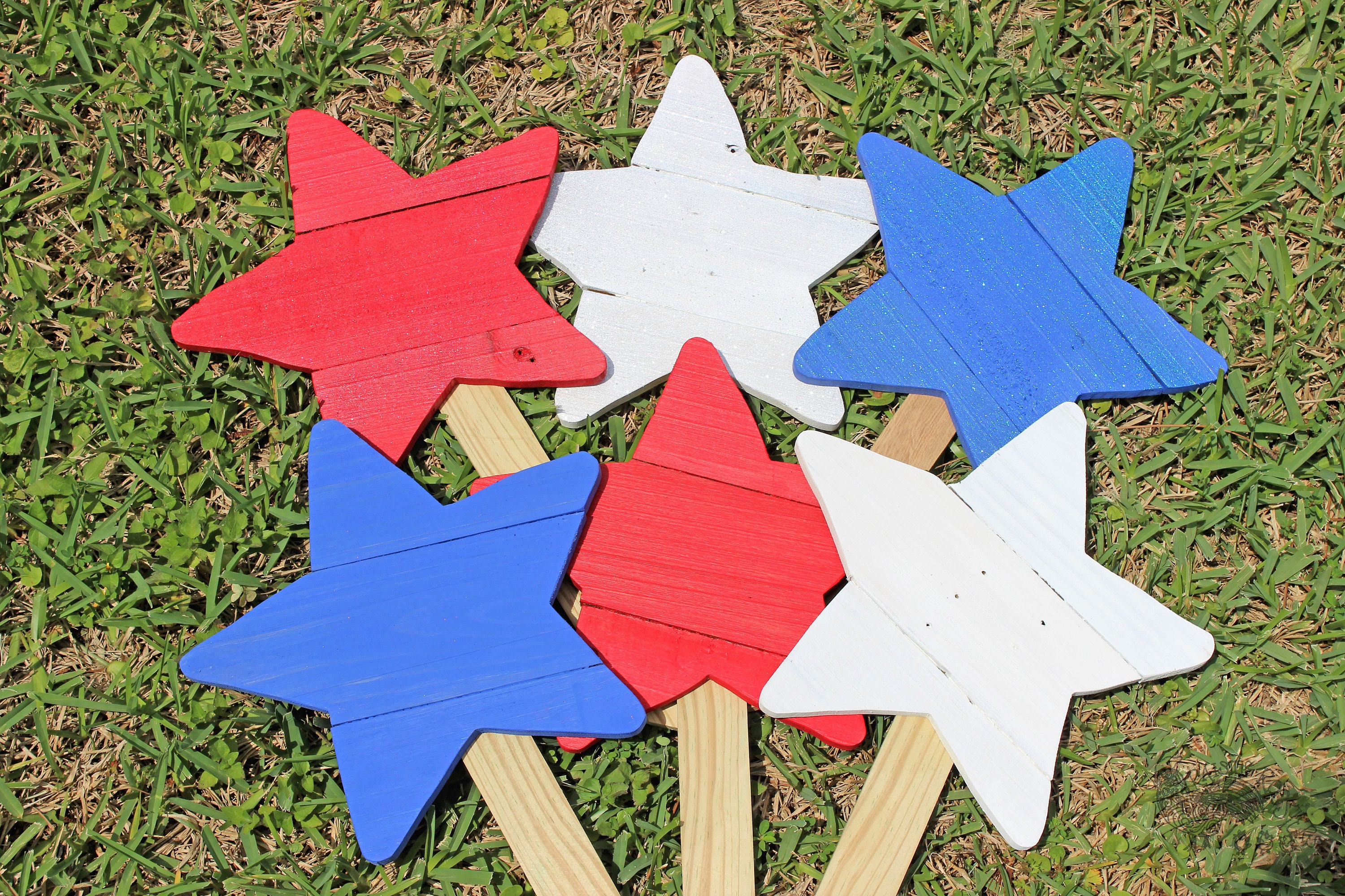 Wood Star Yard Stakes Rustic Stars Fourth of July Yard - Etsy Israel