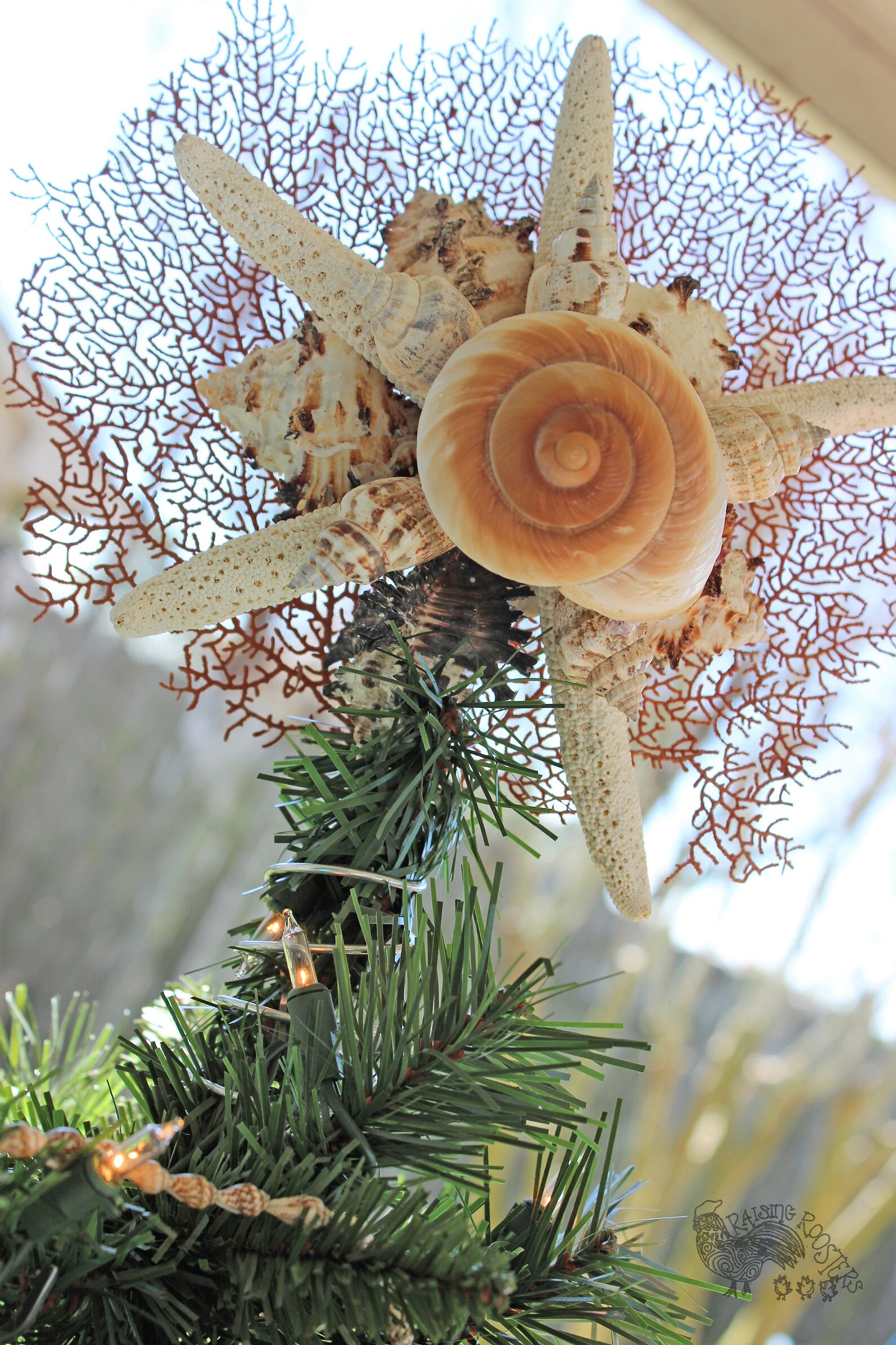 Sea Shell Christmas Tree Topper Brown Tree Topper Starfish | Etsy