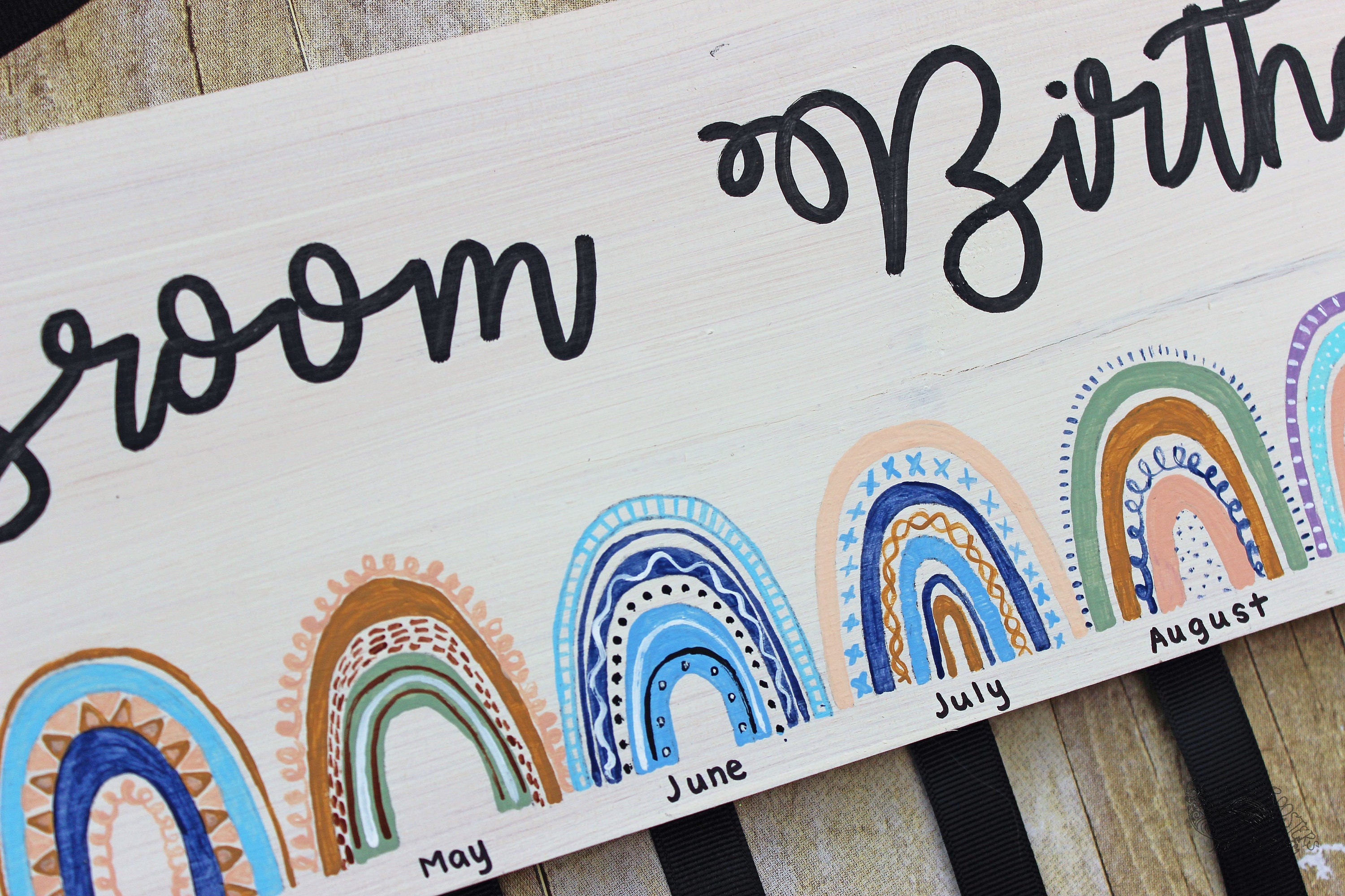 Boho Calendar Boho Classroom Calendar Rainbow Birthday Chart - Etsy