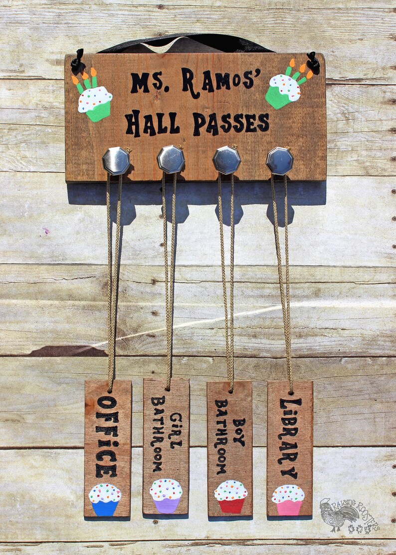 Cupcake Hall Pass Holder Hall Passes Personalized Hall | Etsy