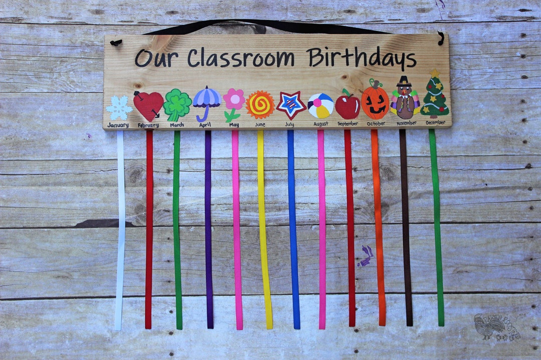 Retro Classroom Birthday Calendar: Handmade Wood Sign - Etsy